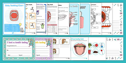 The Dentist Cut and Paste Healthy Teeth Worksheets