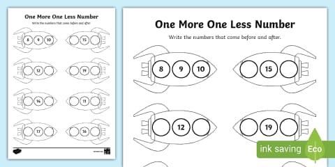 Finding 1 More and 1 Less than Numbers to 100 Maths Activity Sheets