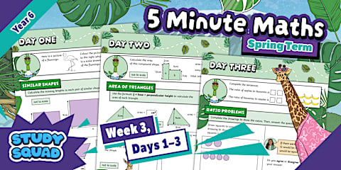 Study Squad 5 Minute Maths - Year 3 Spring - Week 6 Days 1-3
