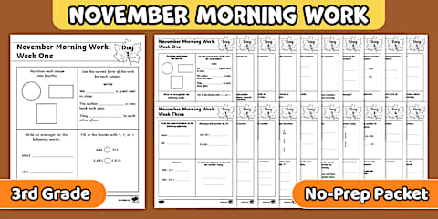 Third Grade October Morning Work Pack