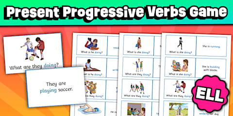 Present Continuous Verbs Tic-Tac-Toe Game for ELL