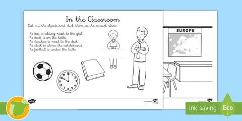Prepositions Cut and Stick Activity