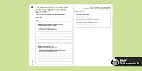 'Dulce et Decorum Est' by Wilfred Owen Activity