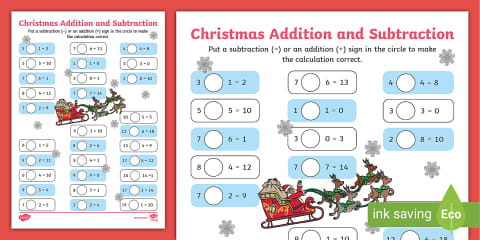 Christmas-Themed Subtraction to 10 Worksheet