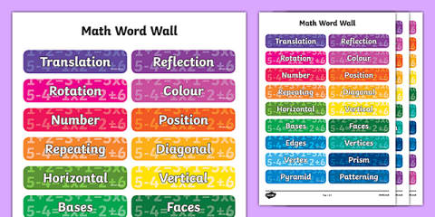 Eighth Grade Math 8 Word Wall Pack