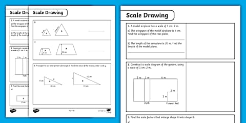 Seventh Grade Determining Dimensions Using Scale Drawings Worksheet