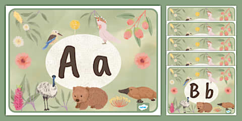 Flora and Fauna Themed Alphabet Letters Display Poster