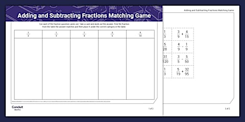 Four in a Row: Adding Fractions (Different Denominators)