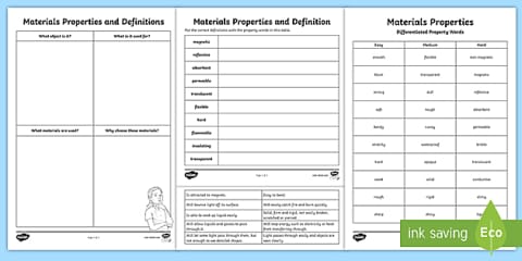 Materials and Their Properties KS1 Worksheets - Science Resources