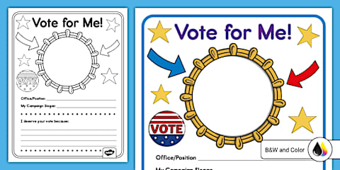 Design an Election Campaign Poster Worksheet for K-2nd Grade