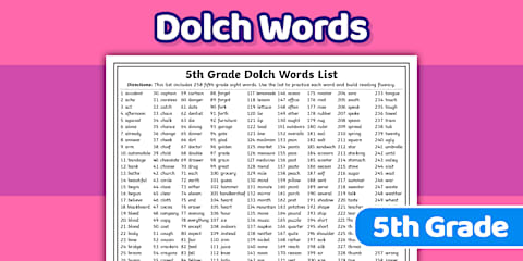 Third Grade Dolch Sight Words Assessment