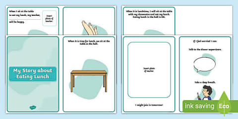 Eating Lunch in the Cafeteria Social Story Booklet for Special Education