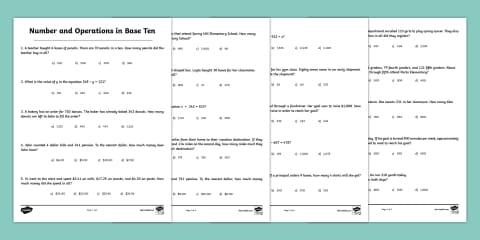 Third Grade Numbers and Operations in Base 10 Assessment Practice Cards