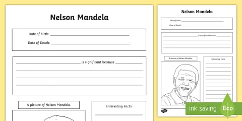 Nelson Mandela Fact Cards Template - Twinkl