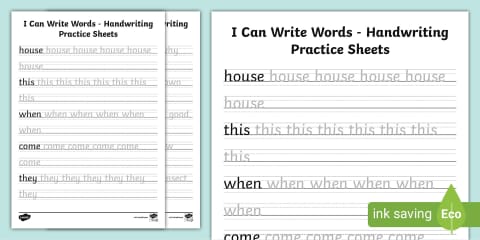 NSW Foundation Handwriting Practice Sheets