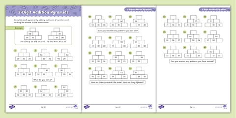 Math Pyramid Worksheet - Missing Numbers - KS2