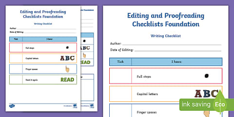 Editing and Proofreading Checklists Year 2