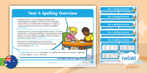 Australian Curriculum Year 4 Spelling Words - English