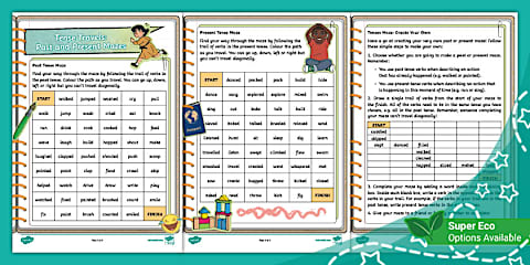 Verb Tense Colouring Activity Sheet