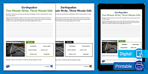 Fourth Grade Earthquake Preparation Persuasive Writing Worksheet