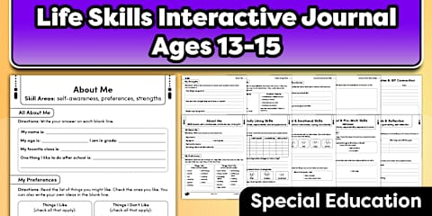 Life Skills Interactive Journal for Special Education | Ages 16-18