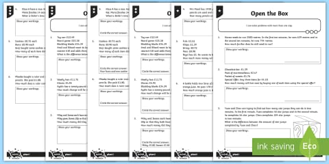Missing Numbers Word Problems Worksheet