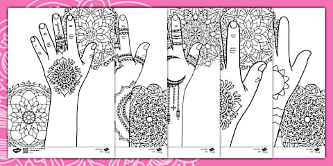 Simple & Easy Mehndi Designs for Kids - Worksheet