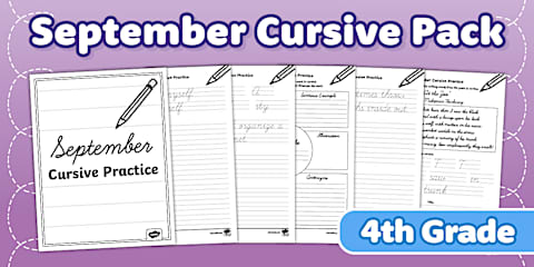 Fourth Grade May Cursive Practice Pack