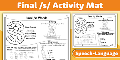 Articulation Initial /s/ Blends Carryover Practice Activity Mat for SLP