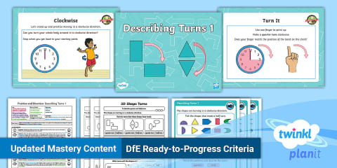 Describe Quarter and Half Turns Maths Activity Sheets