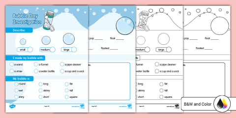 Kindergarten Blowing Bubbles Sequence and Write Worksheet
