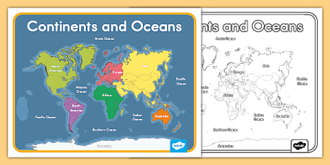 The Seven Continents Cut and Paste Labeling Worksheet for 1st-2nd Grade