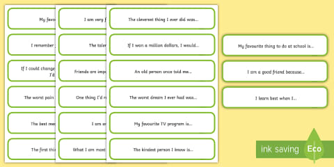 Journal Writing Sentence Starters Worksheet