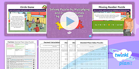 Grade 6 Multiplying and Dividing Decimals by 10 100 and 1000 Worksheet