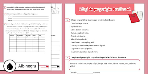Recapitulare: Propoziția simplă și propoziția dezvoltată – Fișă de lucru