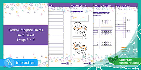 Interactive Word Games: Common Exception Words (Ages 7 - 9)