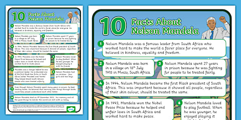 Nelson Mandela Fact Cards Template - Twinkl