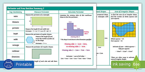 Perimeter, Area and Volume Revision Summary 3