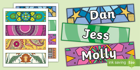 Mindfulness Name Colouring Editable Drawer Labels