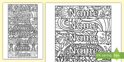 Mindfulness Name Colouring Editable Bookmarks
