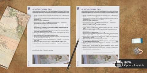 Differentiated Atlas Scavenger Hunt Worksheet
