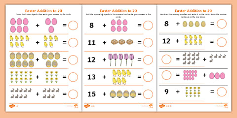 Easter Trace, Count and Add Worksheet