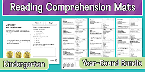 Second Grade Daily Reading Comprehension Mats | Year-Round Bundle