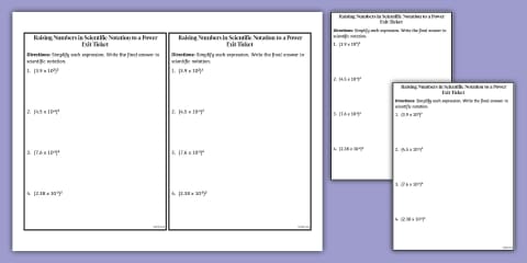 Eighth Grade Writing Numbers in Scientific Notation With Negative ...