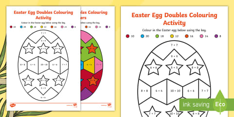Easter Bunny Doubles Colouring Worksheet