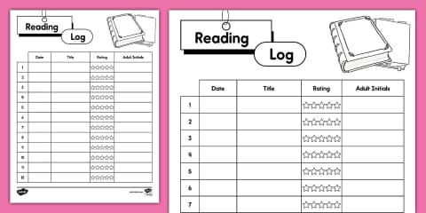 Reading Logs for K-2nd Grade