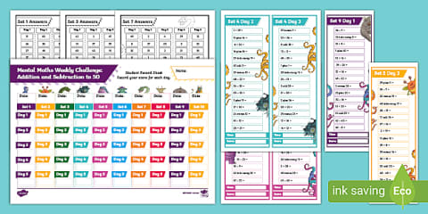 Year 2 Mental Maths Tests Assessment Pack
