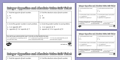 Sixth Grade Determining Absolute Value Coloring Worksheet