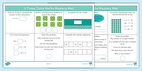 2 Times Table Maths Mastery Mat