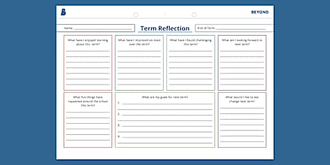 Student Self-Reflection Sheet